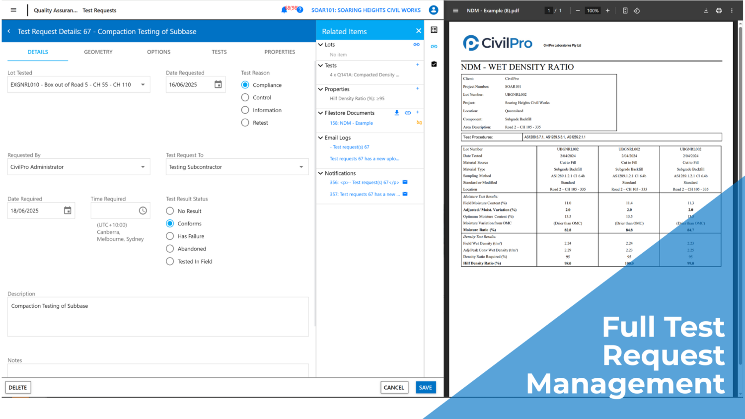 CivilPro - Quality Assurance Software for Civil Construction.